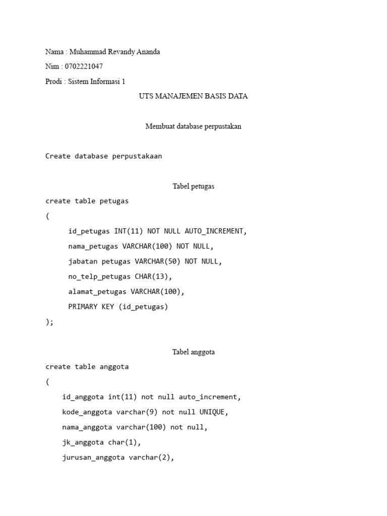 Database Perpustakaan | PDF | Komputer