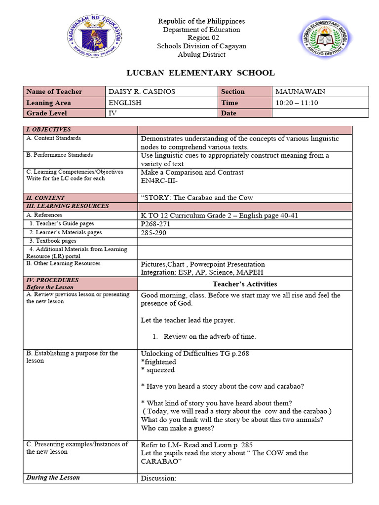 Cot DLP English 4 | Download Free PDF | Learning | Teachers