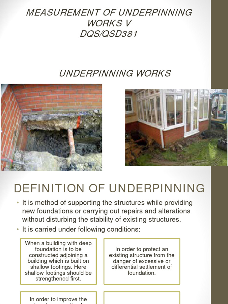 Underpinning | PDF | Foundation (Engineering) | Groundwater