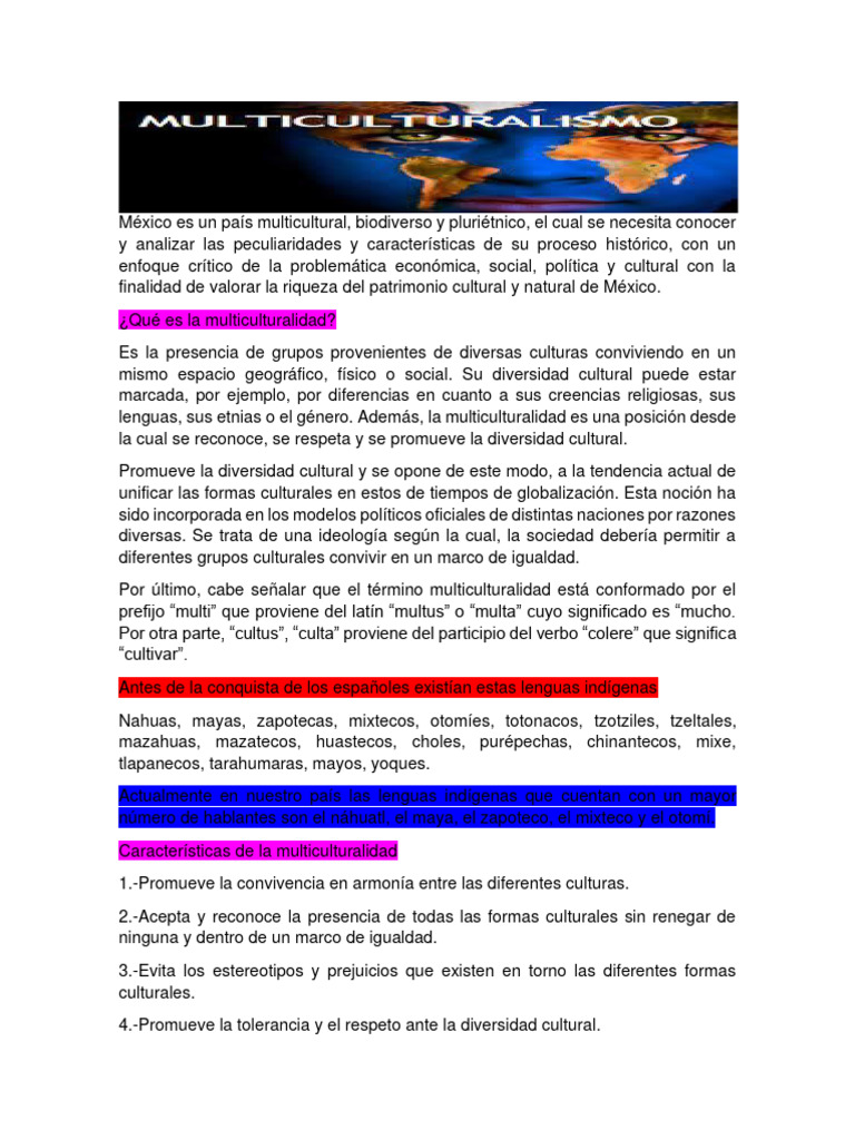 Qué Es La Multiculturalidad | PDF | Multiculturalismo | Creatividad