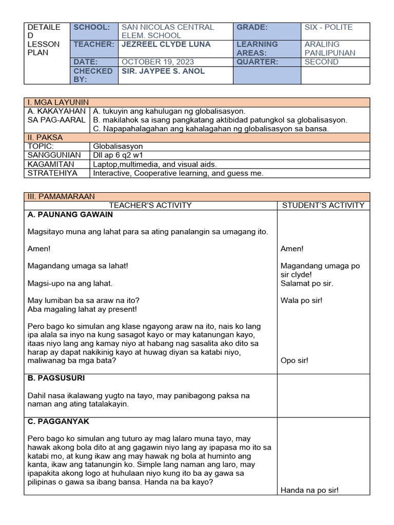 DLP Ap Grade 6 | PDF