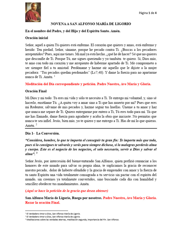 Novena A San Alfonso María de Ligorio - F | PDF | Oración | Intercesión