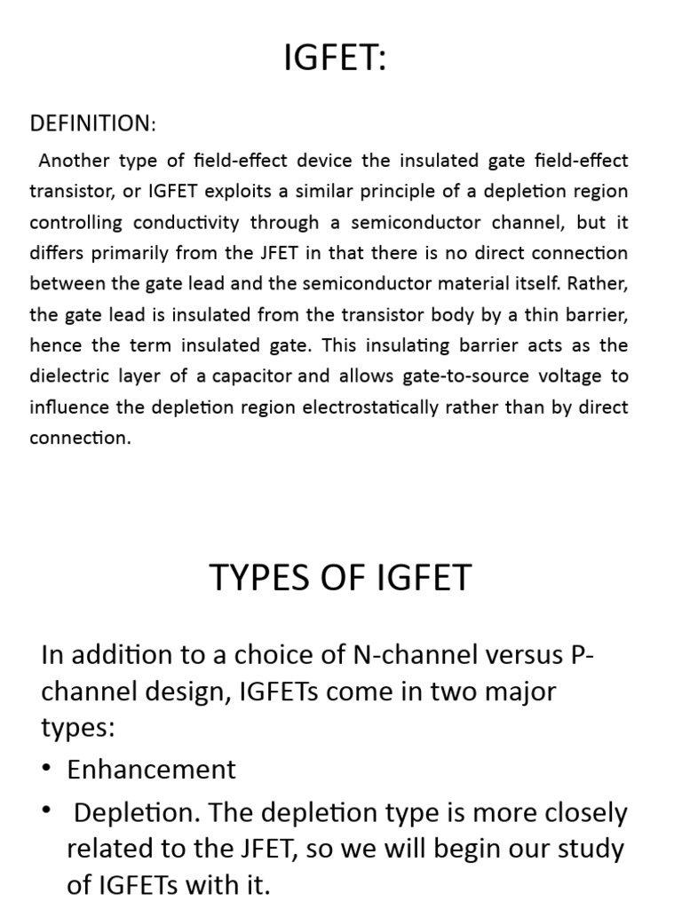 IGFET | PDF | Mosfet | Field Effect Transistor