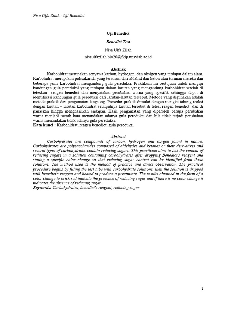 Uji Benedict - Laporan1 | PDF