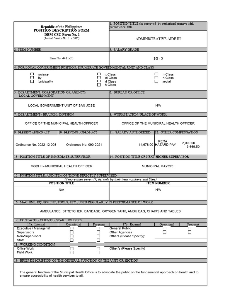 Position Description Form | Download Free PDF | Public Services ...