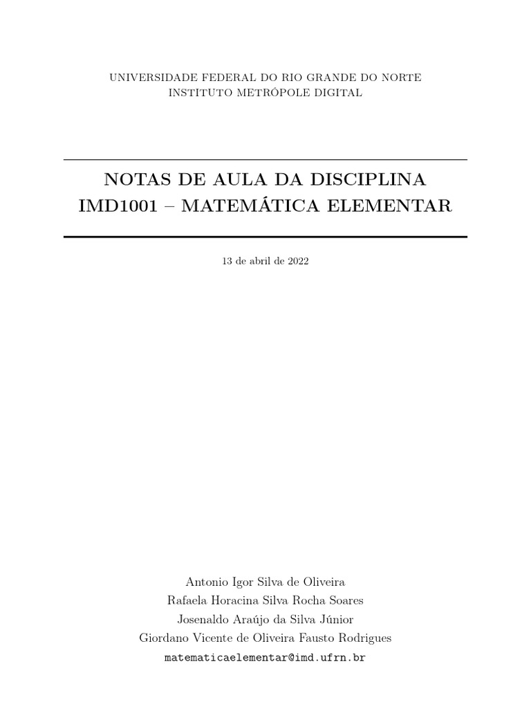 Notas de Aula v1.14 | PDF | Conjunto (Matemática) | Lógica matemática