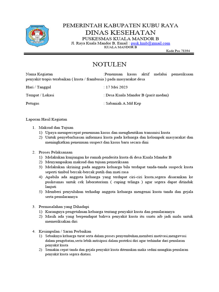 Contoh Notulen Laporan Kegiatan | PDF | Ilmu Sosial | Kesehatan Holistik
