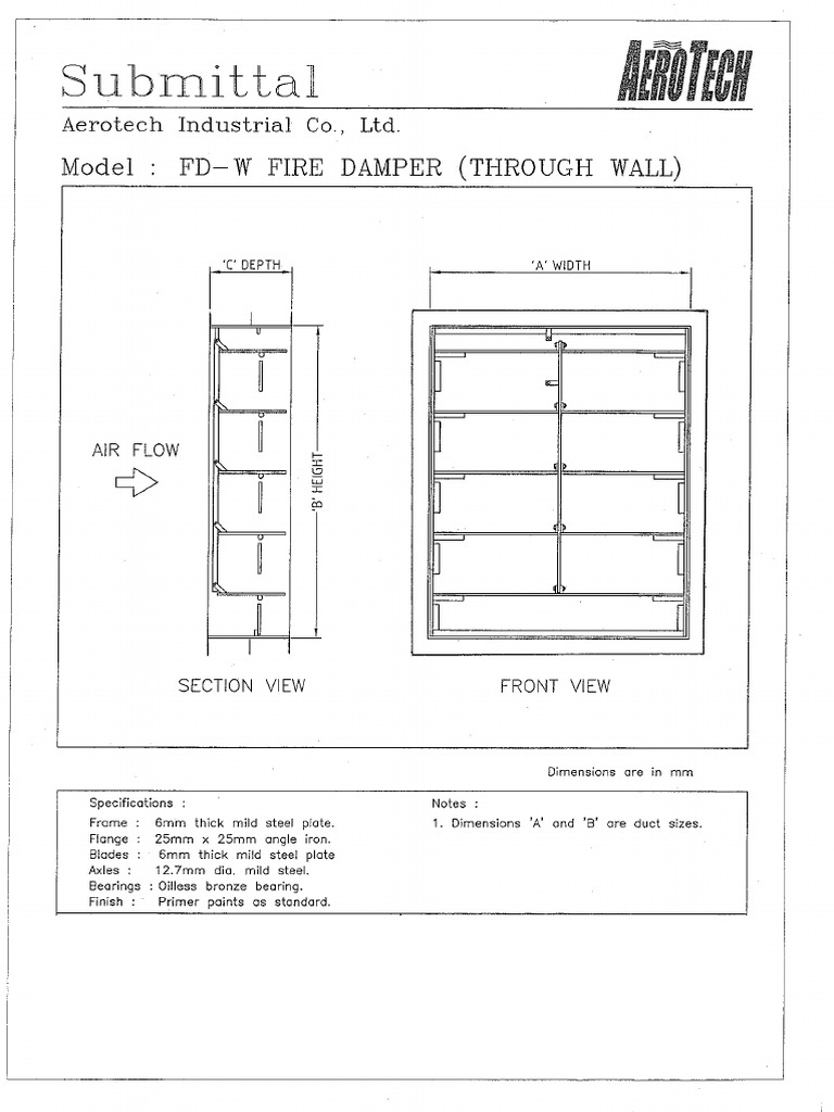 Aerotech Fire Damper Catalogue PDF | PDF