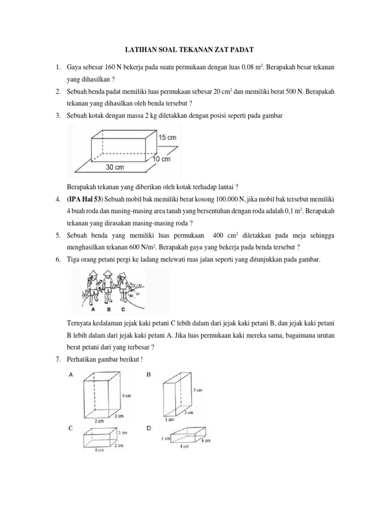 Latihan Soal Tekanan Zat Padat | PDF