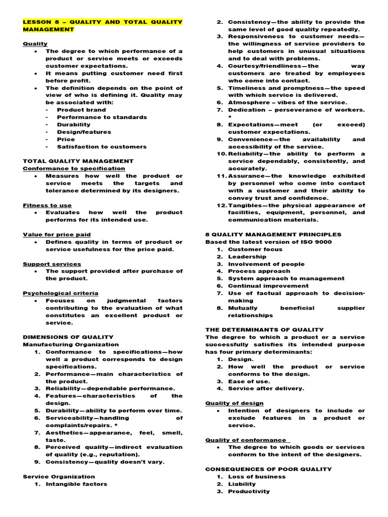 Understanding Quality and TQM Principles | PDF | Quality (Business ...