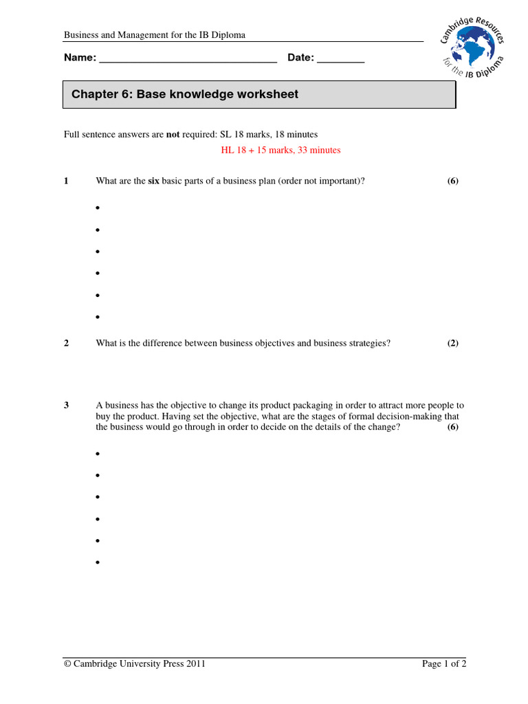 IB BusMan 6 Assessment Ws6 | PDF