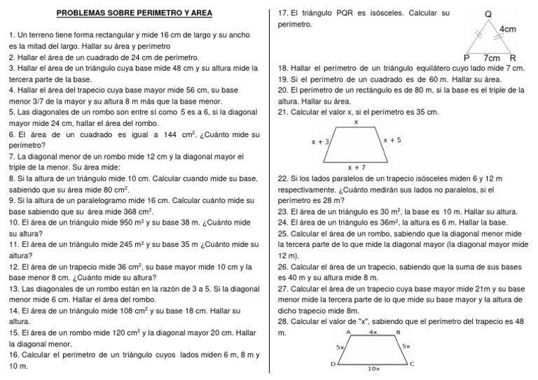 Problemas de Perímetro y Área | PDF | Triángulo | Euclides