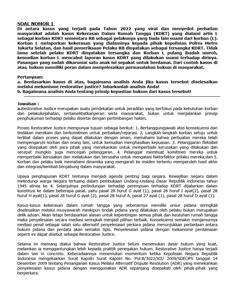 Analisis KDRT dan Restorative Justice | PDF