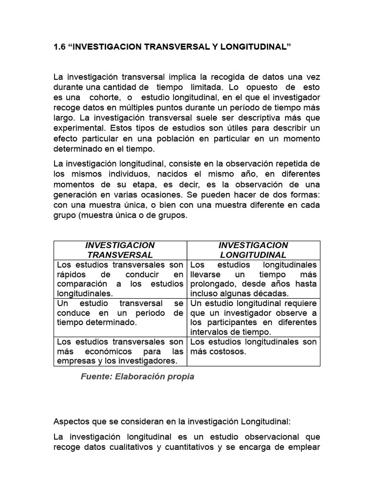 Investigación Transversal y Longitudinal | PDF | Investigación ...