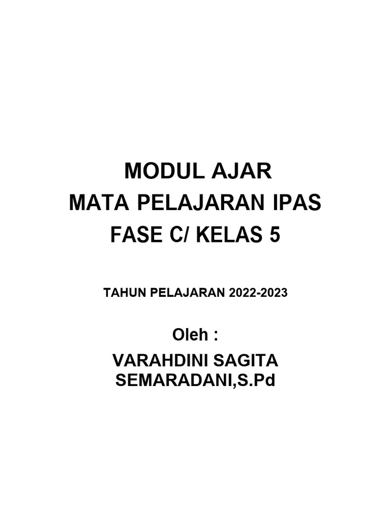 Modul Ajar IPAS Kelas 5: Sistem Pernapasan | PDF