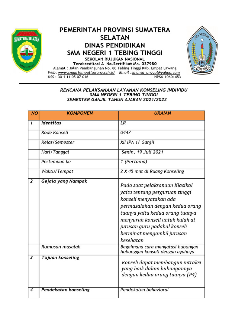 RPL Konseling Individual | PDF | Karier & Perkembangan