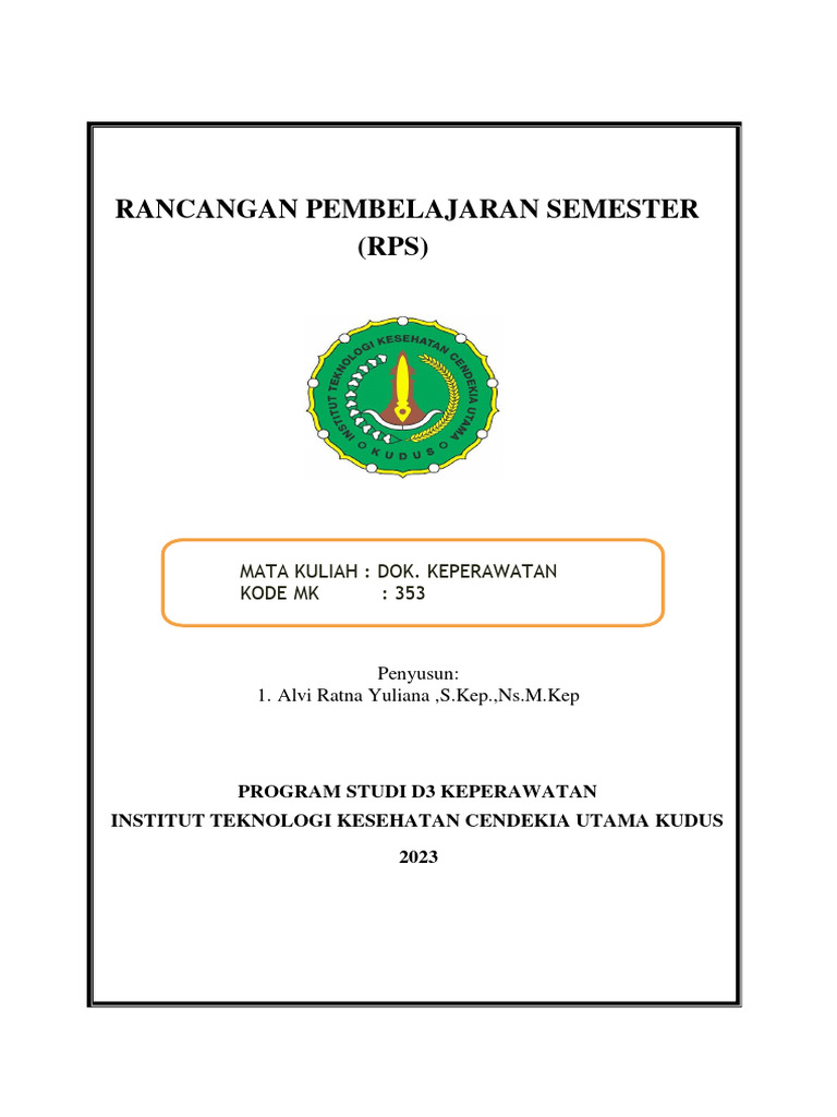 Contoh RPS Dokumentasi 23 | PDF | Karier & Perkembangan | Pengembangan Diri