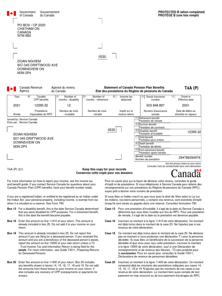 T4a CPP Slip 2021 | PDF | Retraite T4a CPP Slip 2021 | PDF | Retraite