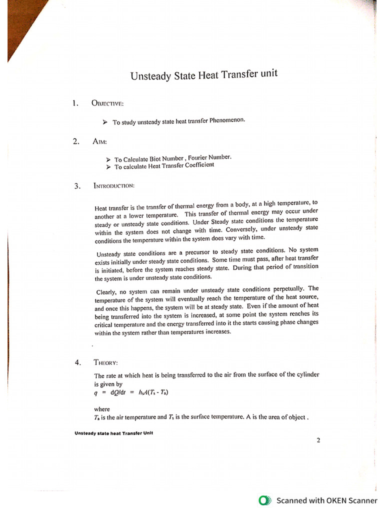 Unsteady State Heat Transfer | PDF