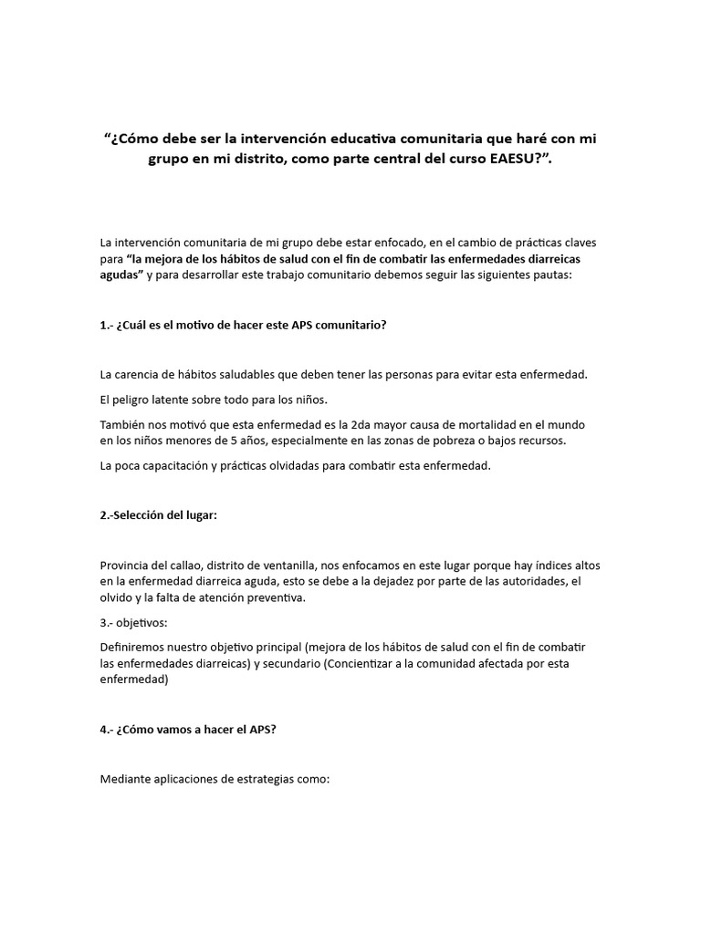 Cómo Debe Ser La Intervención Educativa Comunitaria Que Haré Con Mi ... Cómo Debe Ser La Intervención Educativa Comunitaria Que Haré Con Mi ...
