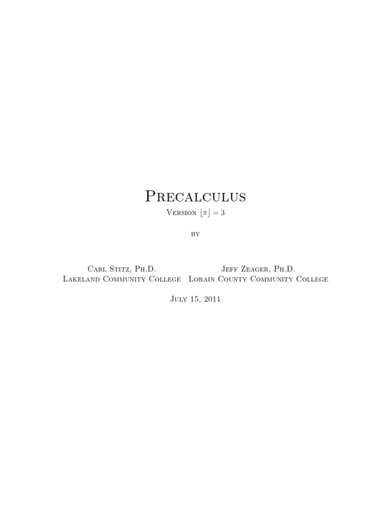 Stitz, Zeager - College Algebra, 3rd Corrected Ed (2011) | PDF ...