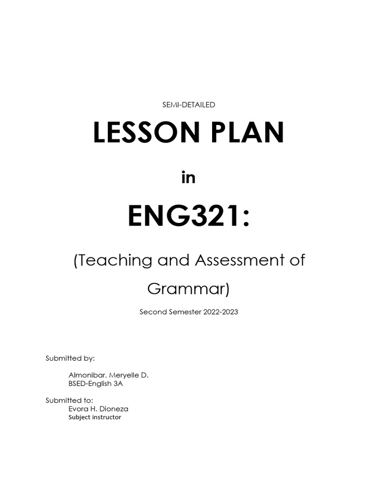 Parallel Structures 4as Semi Detailed LessonPlan | PDF | Lesson Plan ...