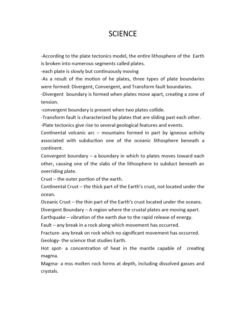 Science g10 | PDF | Plate Tectonics | Earth