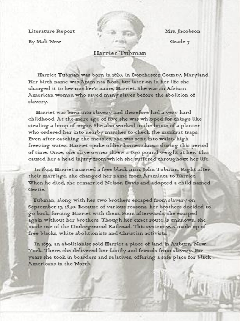 Harriet Tubman Writing | PDF | Harriet Tubman | Unfree Labour