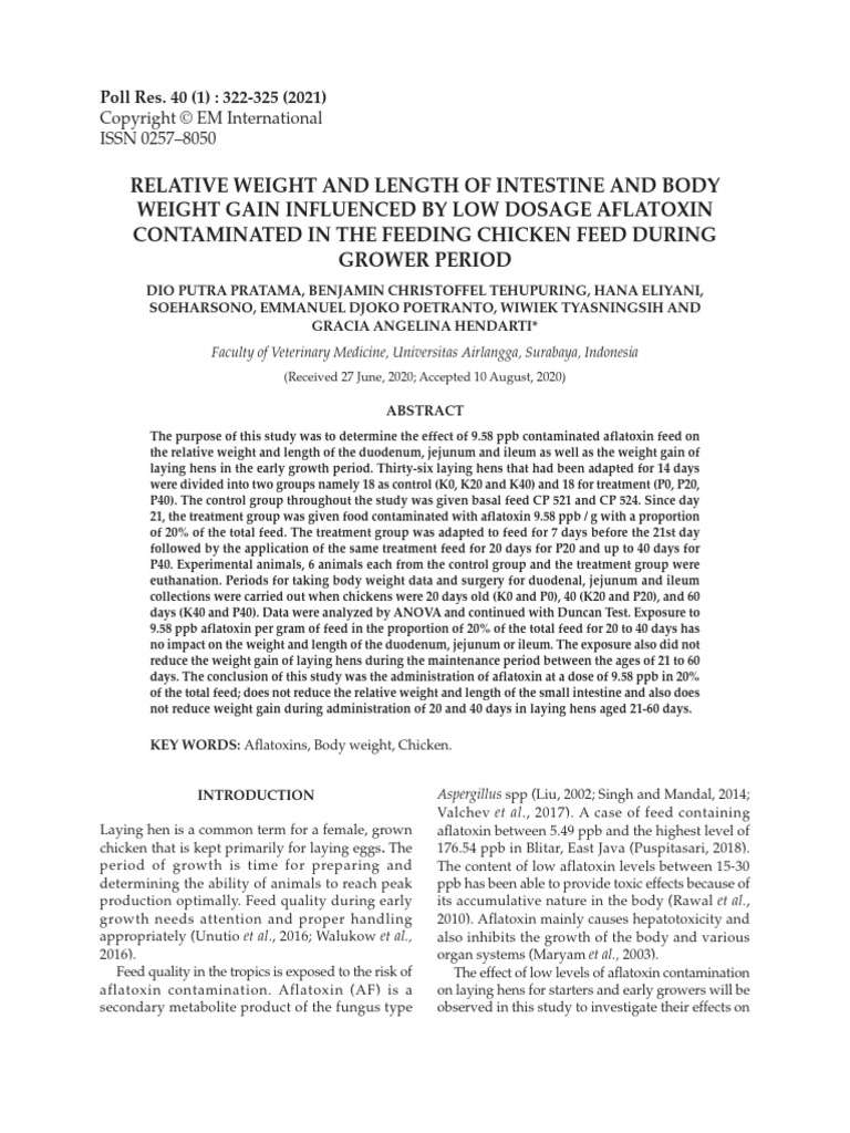 Relative Weight and Length of Intestine and Body | PDF | Small ...