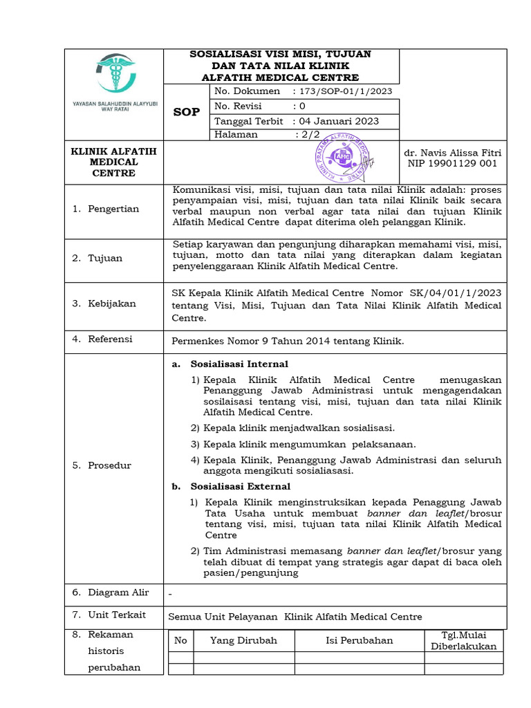 Spo Sosialisasi Visi Misi | PDF