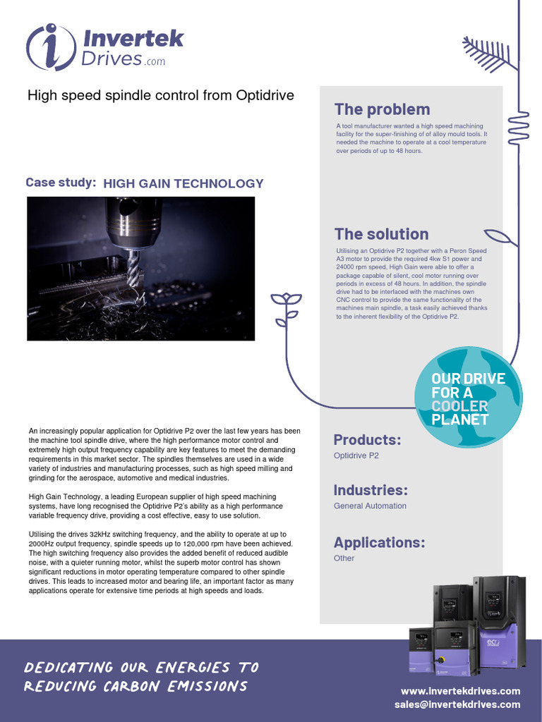 High Speed Spindle Control From Optidrive VFD | PDF | Secondary Sector ...
