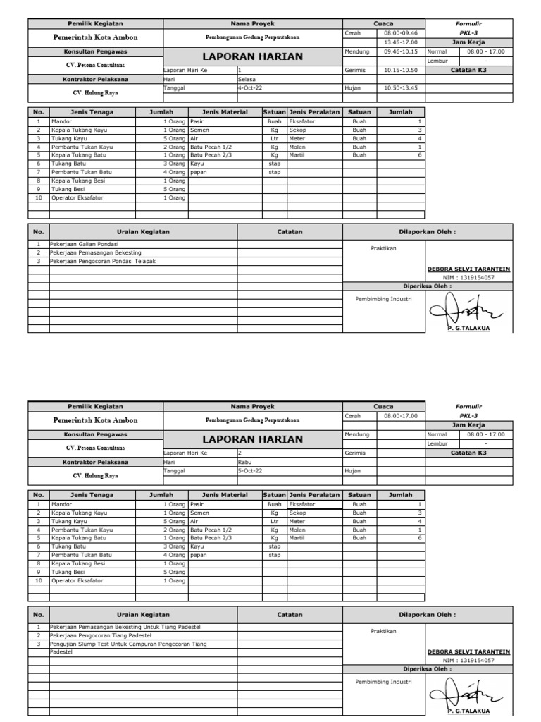 Debo Laporan Harian PKL | PDF