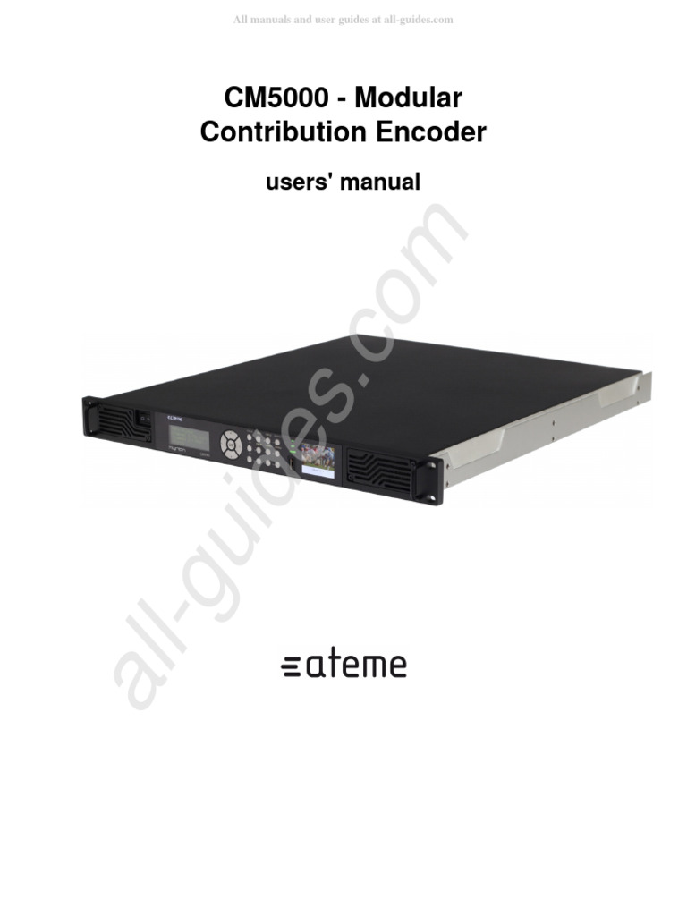 CM5000 - Modular Contribution Encoder: Users' Manual | PDF | Modulation | Copyright