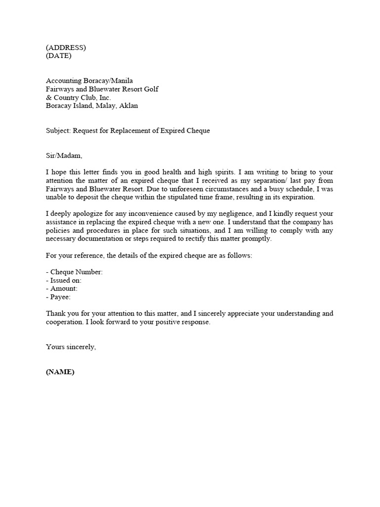 Replacement of Stale Cheque | PDF