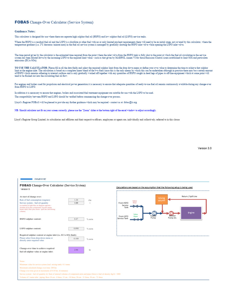 FOBAS Change-Over Calculator 5 | PDF | Fuel Oil | Physical Sciences