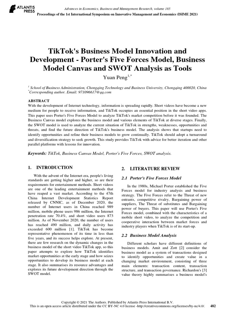 TikTok's Business Model Innovation and Development - Porter's Five ...