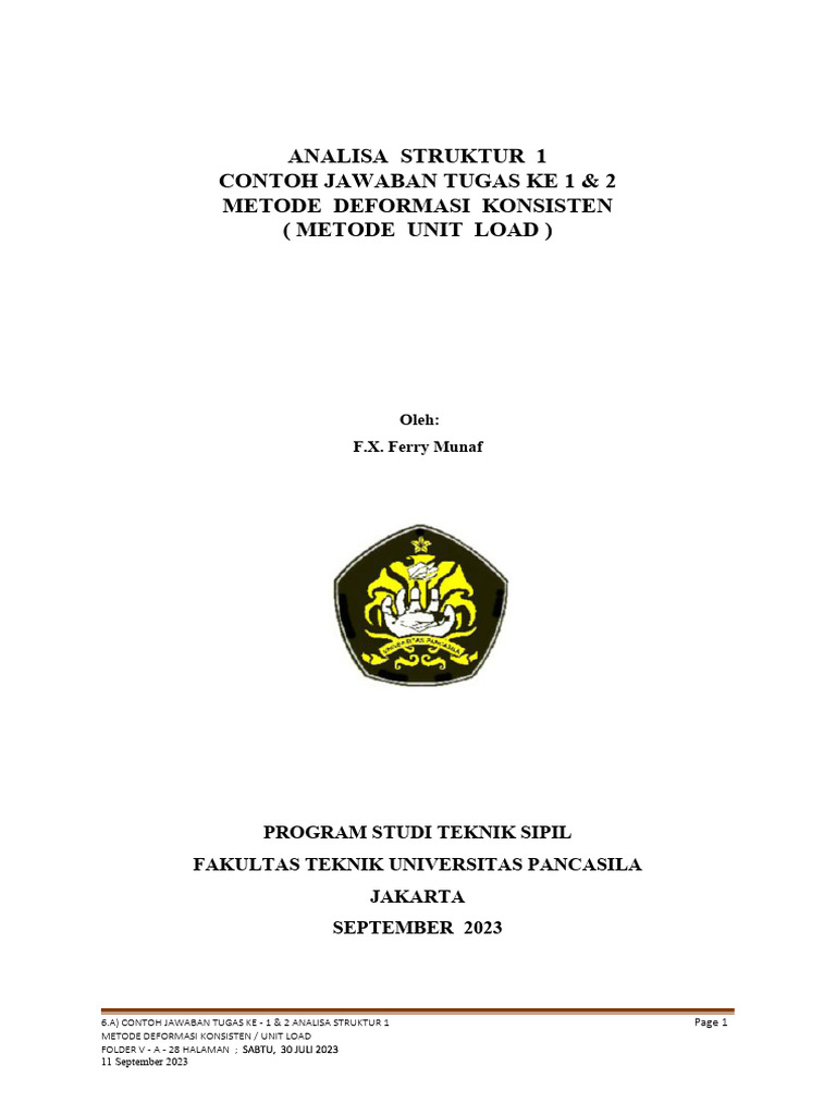6-1-A) Contoh Jawbn Tugas Ke - 1 & 2 Metode Unit Load | PDF