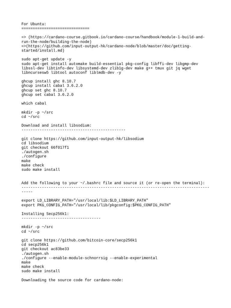 Installation Cardano Node Cardano Cli Pdf Operating System Technology Computer Architecture