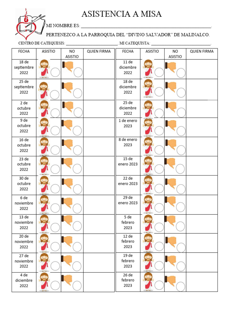 Asistencia Misa | PDF