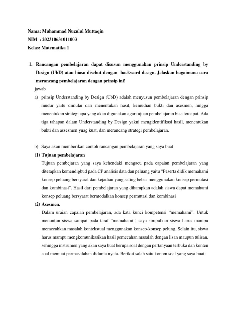 Rancangan Pembelajaran dengan UbD | PDF | Karier & Perkembangan | Seni