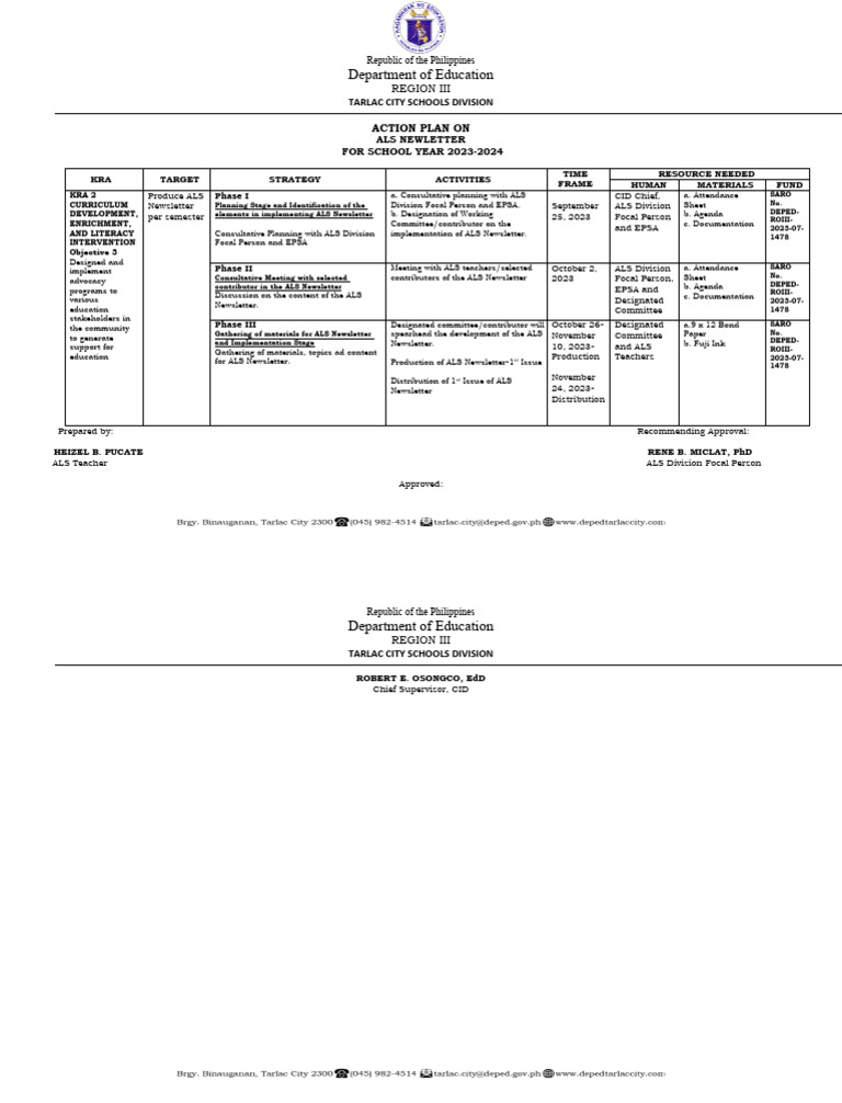 Action Plan On Als Newsletter | PDF
