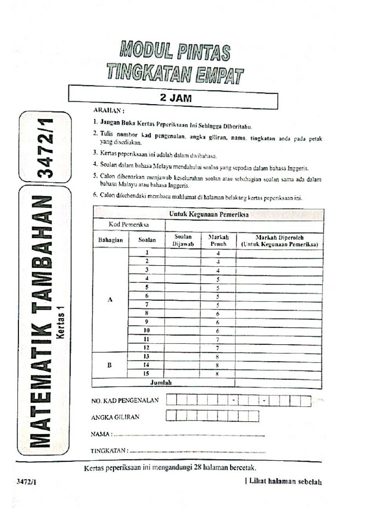 Modul Addmath Kertas 1 V1 Pdf