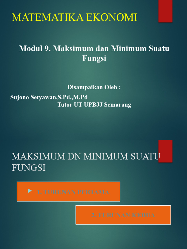Modul 9. Maksimum Dan Minimum Suatu Fungsi | PDF