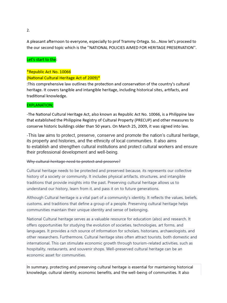 Why Cultural Heritage Need To Protect and Preserve? | PDF | Cultural ...