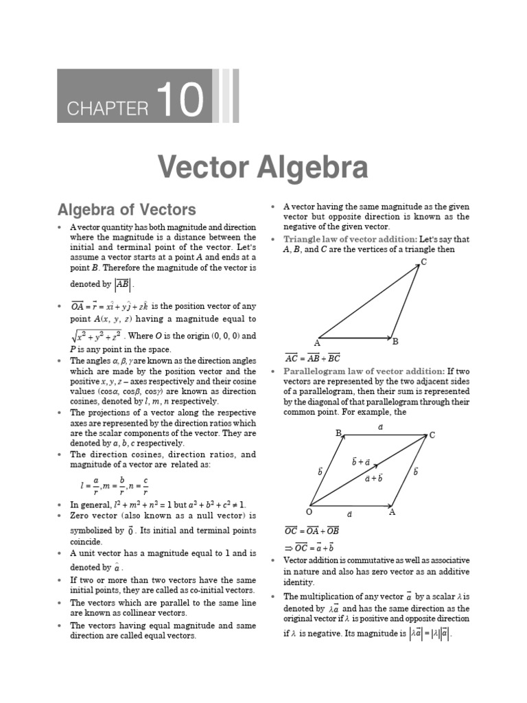 Vector Algebra | PDF | Euclidean Vector | Triangle
