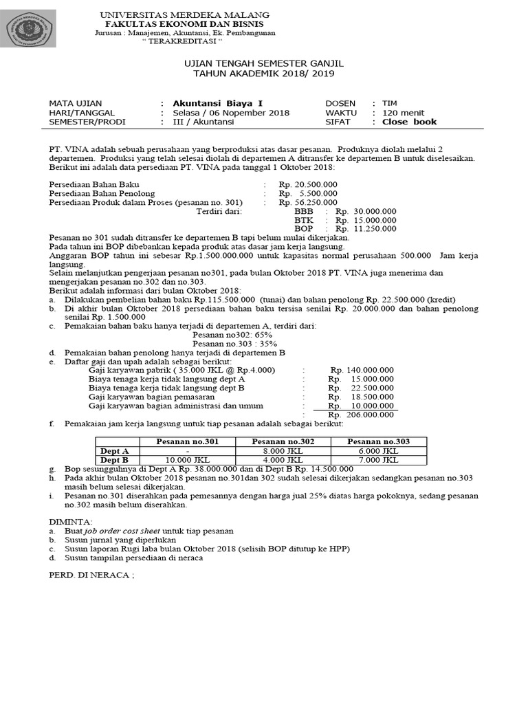 Kasus Job Order + JWB | PDF