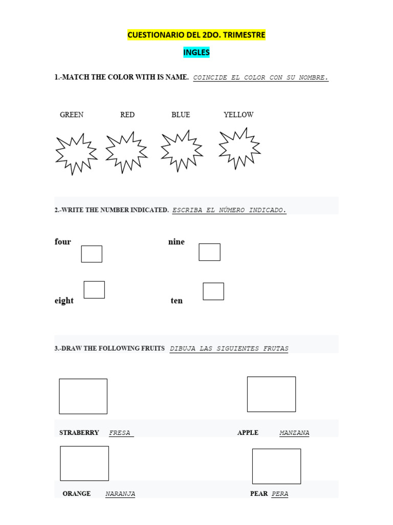 Guia de Estudio Del 2do. T - Ingles | PDF
