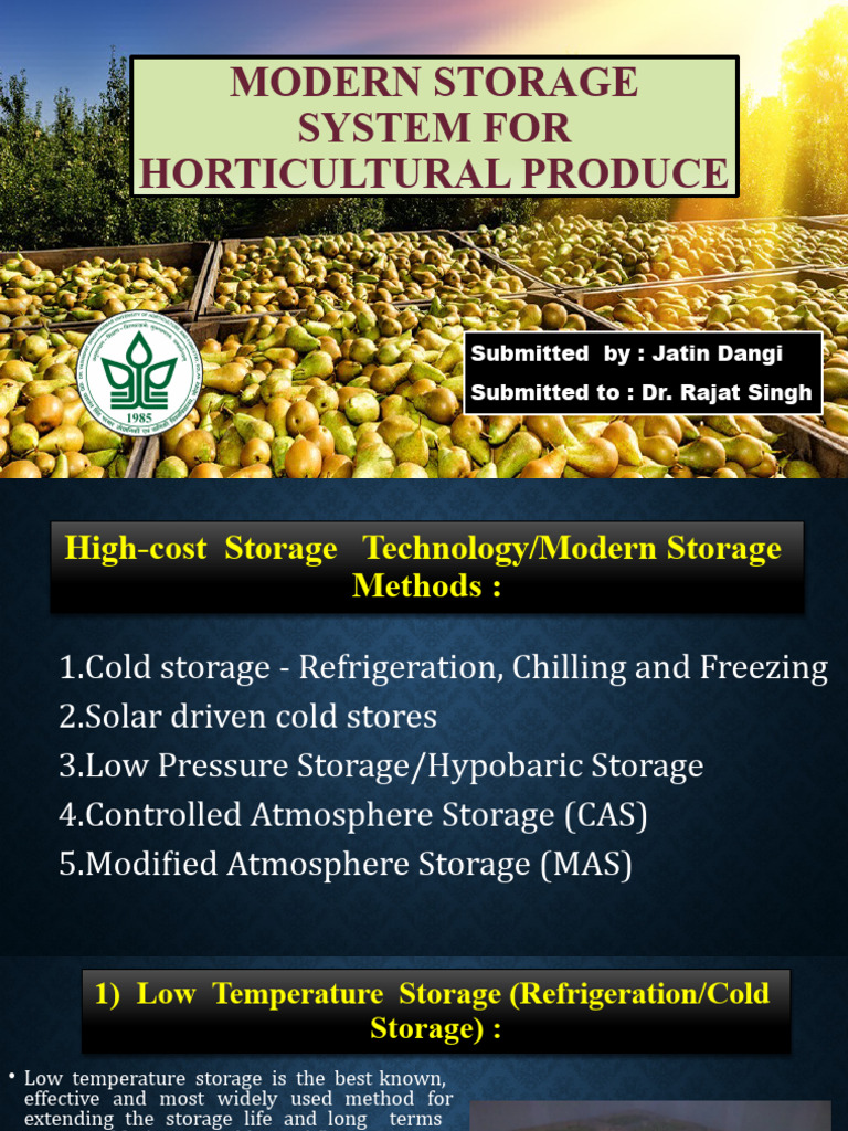 Hypobaric Storage for Horticultural Produce | PDF | Refrigeration ...