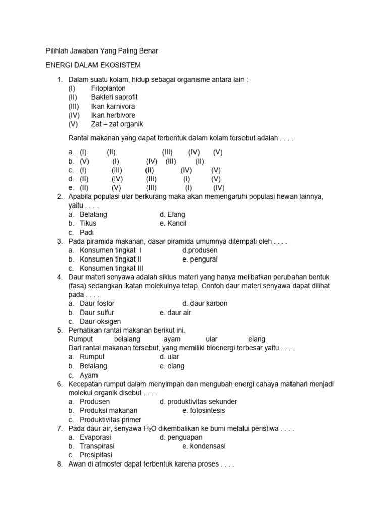 Soal IPA KLS 3 Pilihan Ganda | PDF