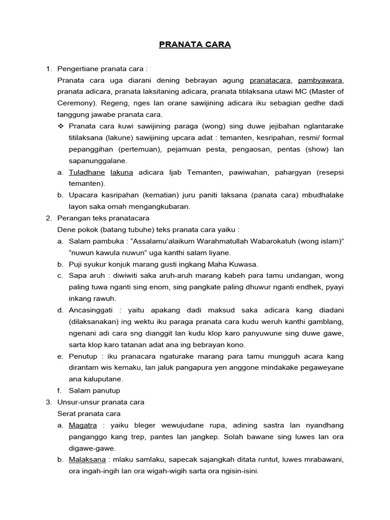 Pranata Cara | PDF